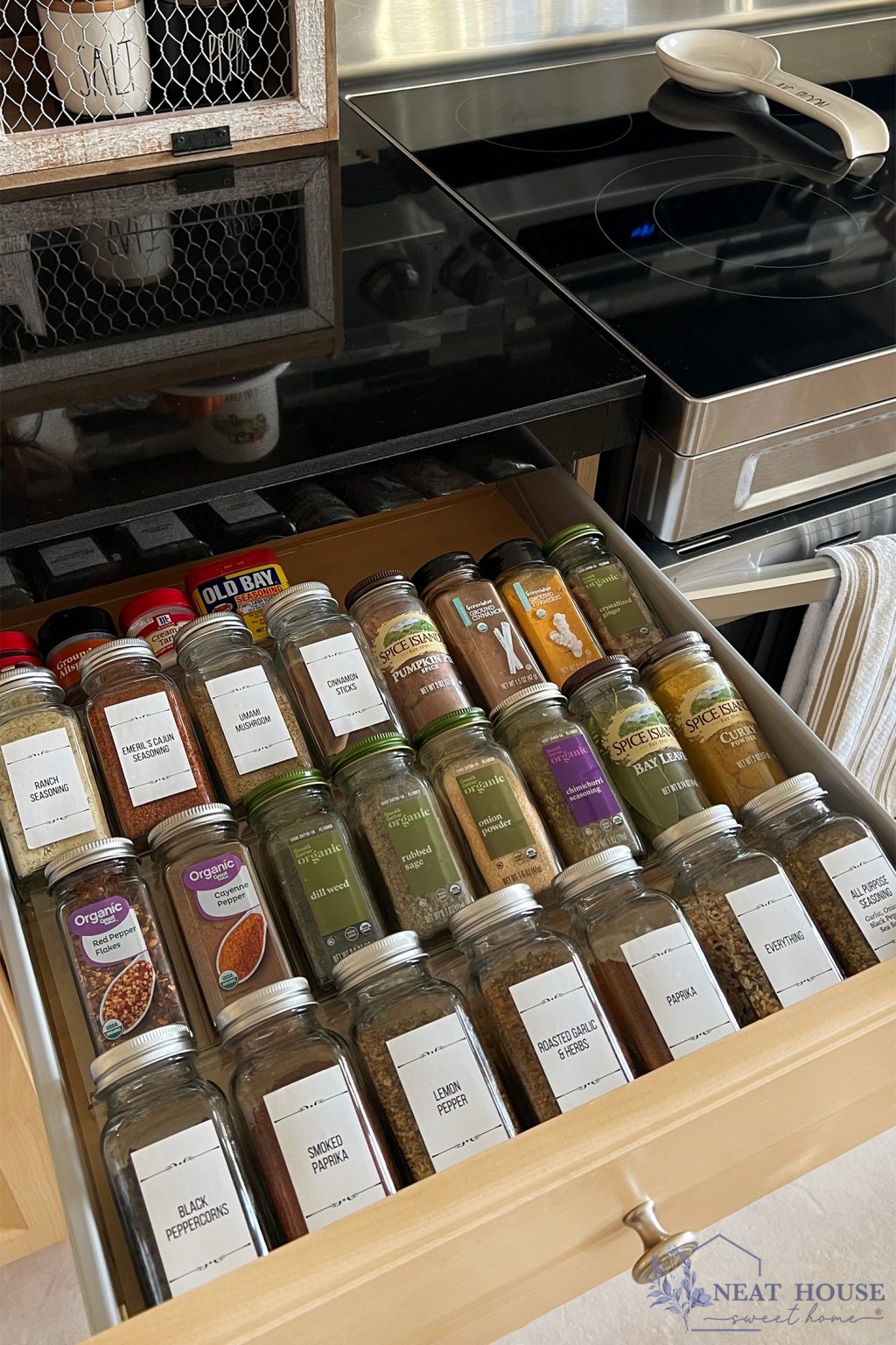 Spice Drawer Organization & Spice Jar Labels